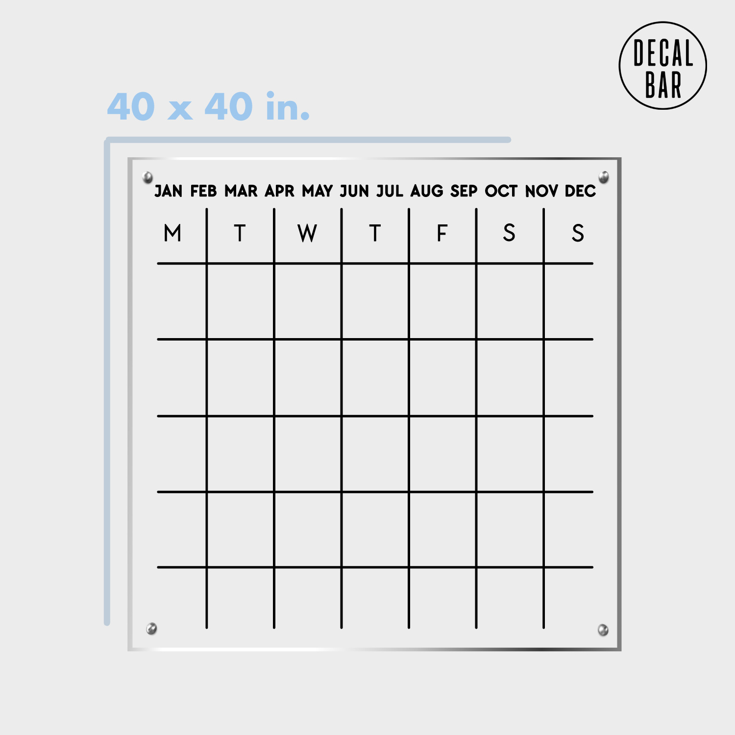 Calendar Board - 40x40 in. mountable • Decal Bar