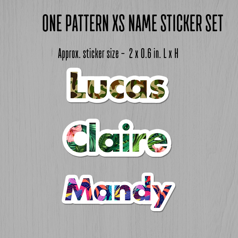 One pattern XS Themed Name Sticker Set • Decal Bar