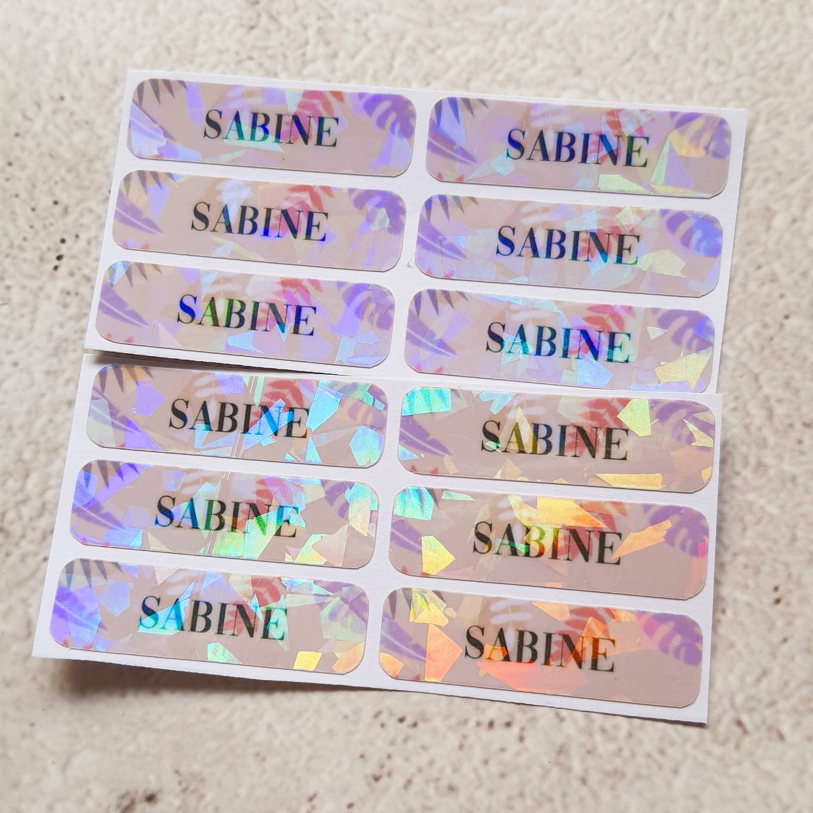 Hologram Name Labels Set of 50 • Decal Bar